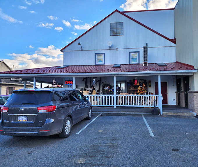 Amish country authenticity meets tourist-friendly accessibility in this picture-perfect rural bakery setting.