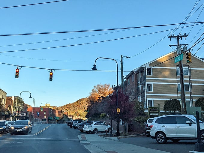 Sunset bathes Boone's main street in golden light, turning an ordinary evening drive into a moment worth remembering.