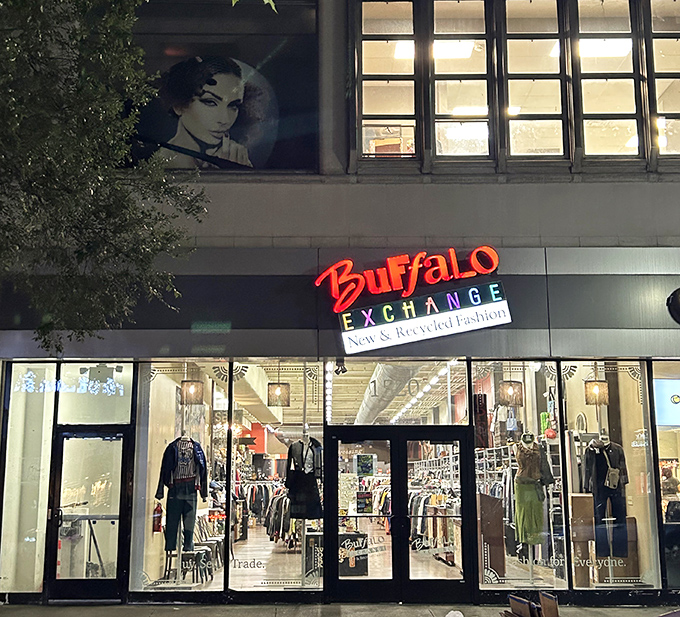 Buffalo Exchange's nighttime glow beckons fashion-forward Philadelphians looking for style without the sticker shock.