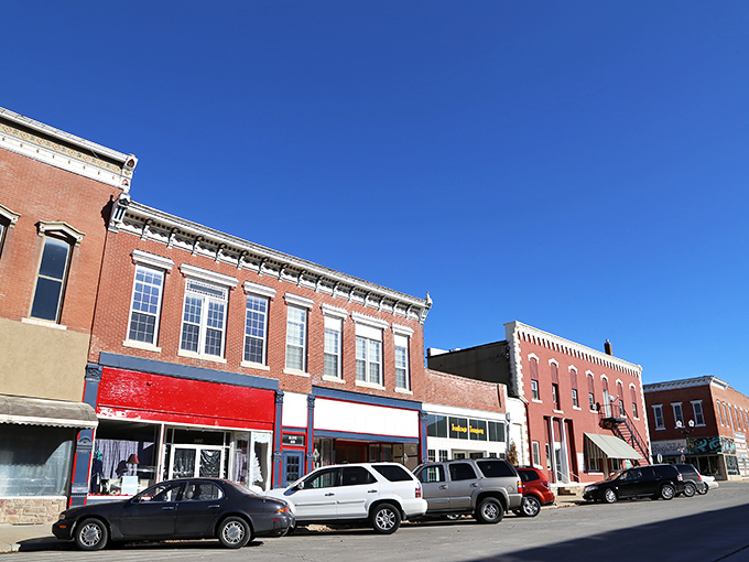 Cornice candy! Burlington's blue-sky backdrop highlights every brick and decorative flourish—architectural eye protein for history buffs and wanderers alike.