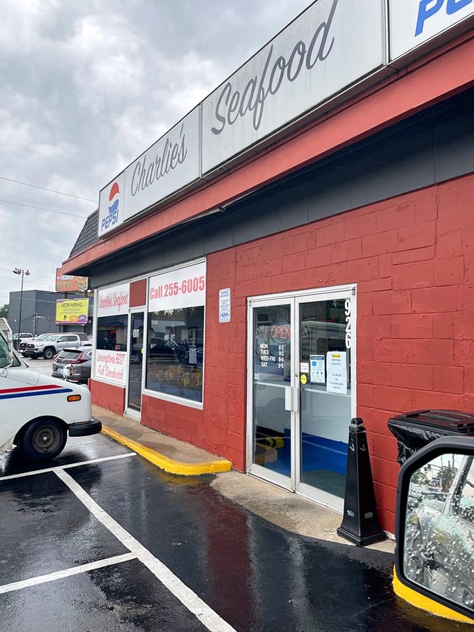 Charlie's no-frills red exterior hides a local legend &ndash; home to what many claim is Lexington's best fish sandwich.