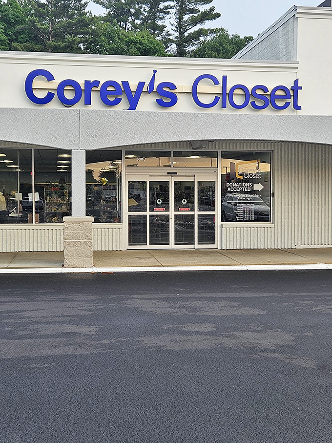 Corey's Closet's bright signage beckons bargain hunters like a lighthouse guides ships safely to treasure-filled shores.