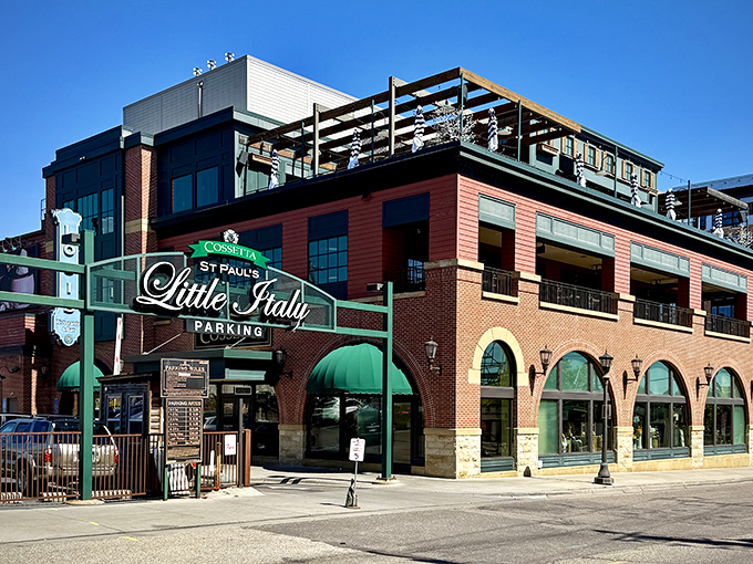 St. Paul's Little Italy sign marks the entrance to Cossetta's empire of Italian delights &ndash; a culinary landmark in brick and mortar.