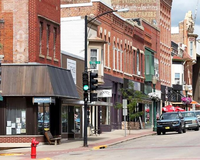 Decorah's downtown streets curve gently through the bluffs, creating scenery that belongs on a calendar page.