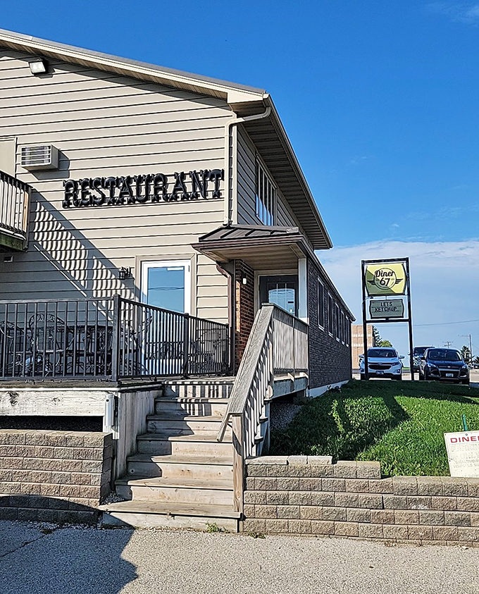 Those stairs lead to breakfast heaven! Simple on the outside, spectacular on the plate.