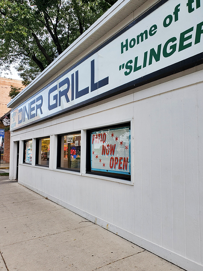 The humble exterior hides a neighborhood gem where "slinger" isn't just a word, it's pure poetry.