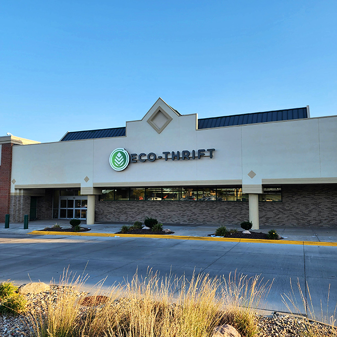 Eco-Thrift's modern facade promises sustainable shopping with style that even millennials would appreciate.