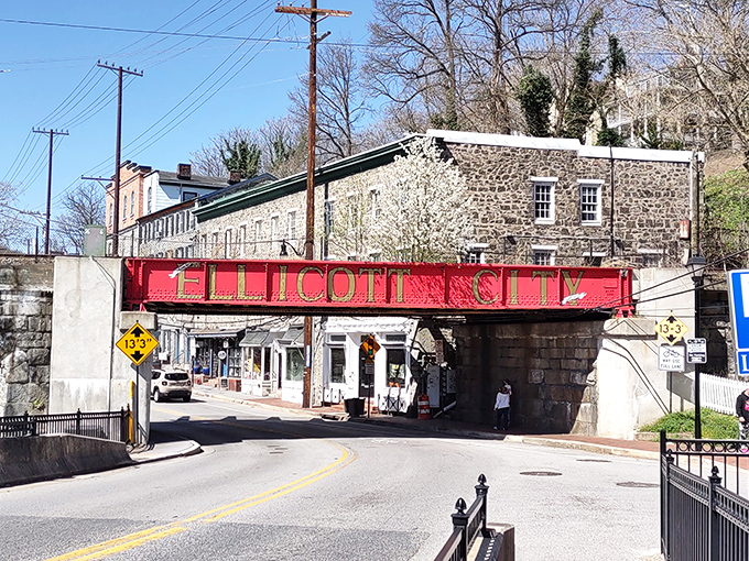 Ellicott City announces itself with a bold red bridge&mdash;the architectural equivalent of a firm handshake.