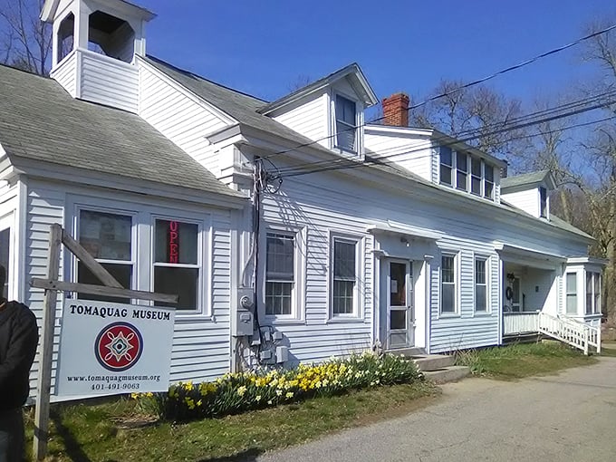 The Tomaquag Museum wears spring daffodils like a sunny necklace&mdash;Exeter's treasure chest of history basking under that impossibly blue Rhode Island sky.