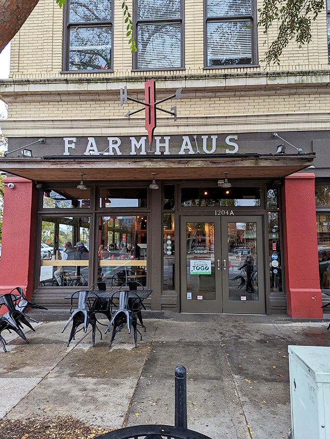 Farmhaus Burger's historic brick charm embodies Augusta's perfect blend of heritage and culinary innovation.