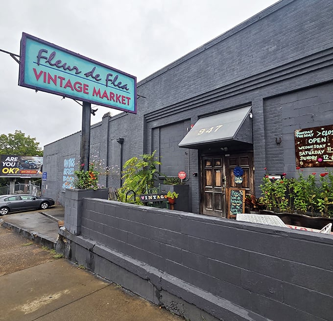 This trendy gray building brings vintage sophistication to Louisville's treasure hunting scene with undeniable style.