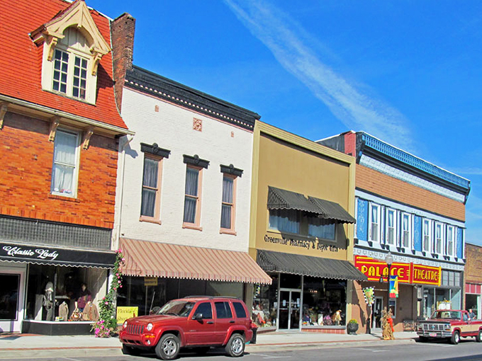Greenville's storefronts wear their history proudly, with architectural details you just don't see in modern strip malls.