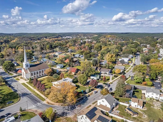 From above, Guilford spreads out like a perfectly planned New England postcard waiting to happen.