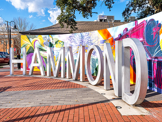Hammond's colorful downtown mural brightens every street corner like a Louisiana sunrise.
