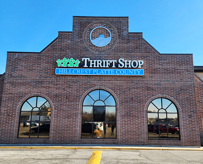 Hillcrest Thrift Shop's architectural details would make any bargain hunter feel like royalty. Those arched windows frame countless treasures inside.