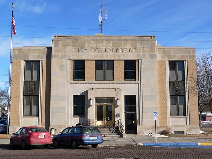 Holdrege's city hall showcases the Art Deco elegance that makes even government buildings feel welcoming.