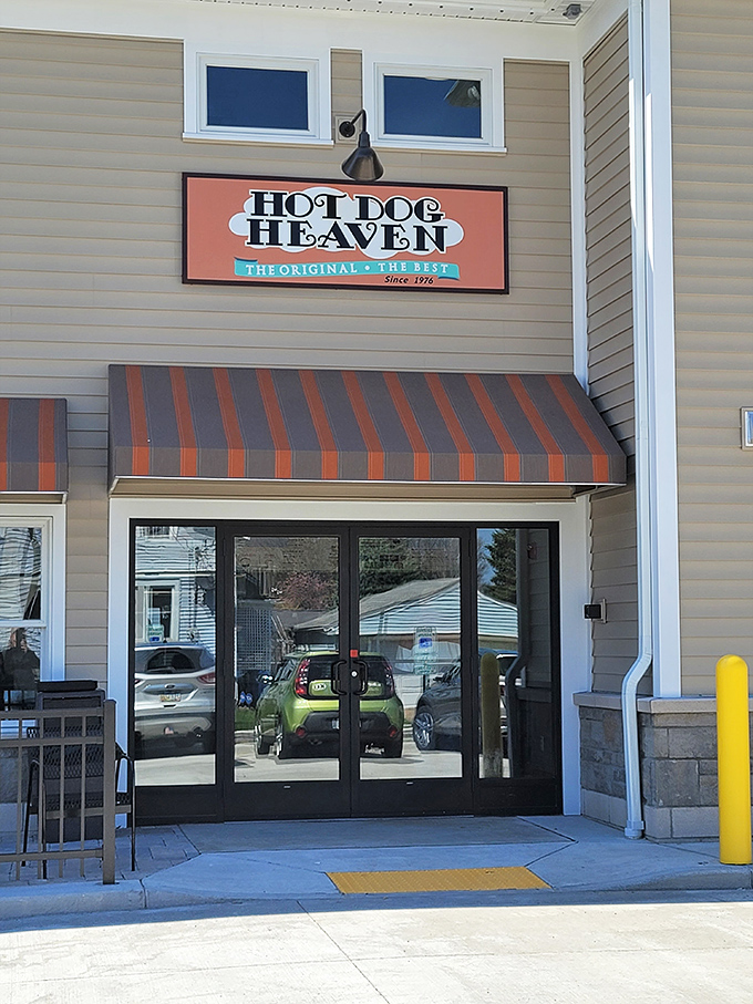 Hot Dog Heaven's modern storefront promises elevated comfort food that lives up to its name.