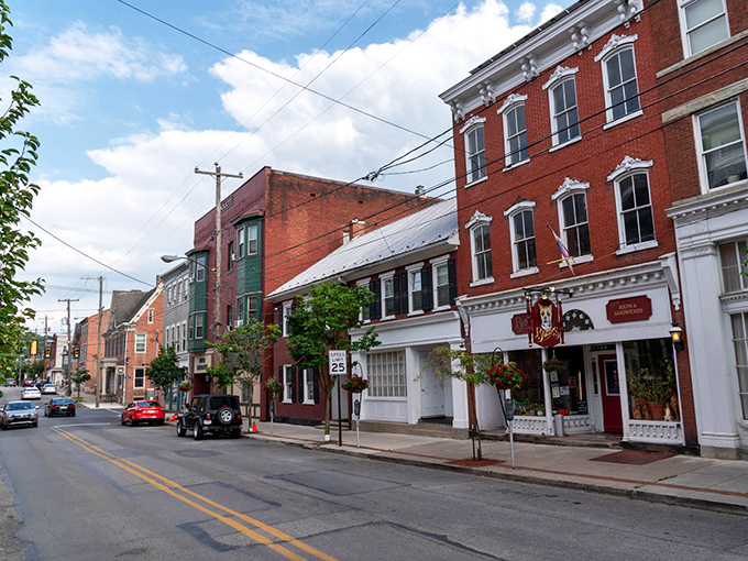 Huntingdon's historic brick buildings create a postcard-perfect main street. Norman Rockwell would have needed extra paint!