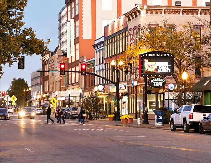 Huntington's vibrant main street buzzes with the energy of a college town that never sleeps.