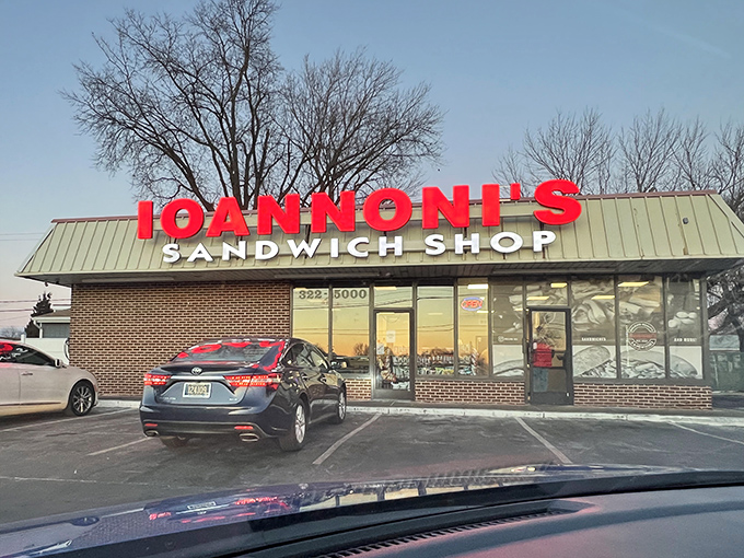 Bold red lettering commands attention - Ioannoni's announces specialty status with confidence and delivers every bite.