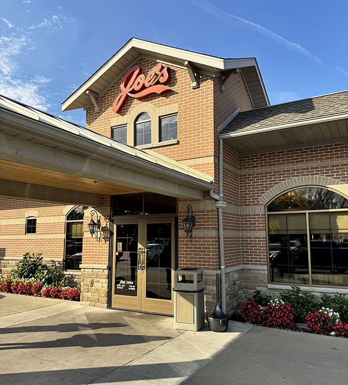 The welcoming entrance of Joe's suggests what awaits inside—comfort food elevated without unnecessary pretension.