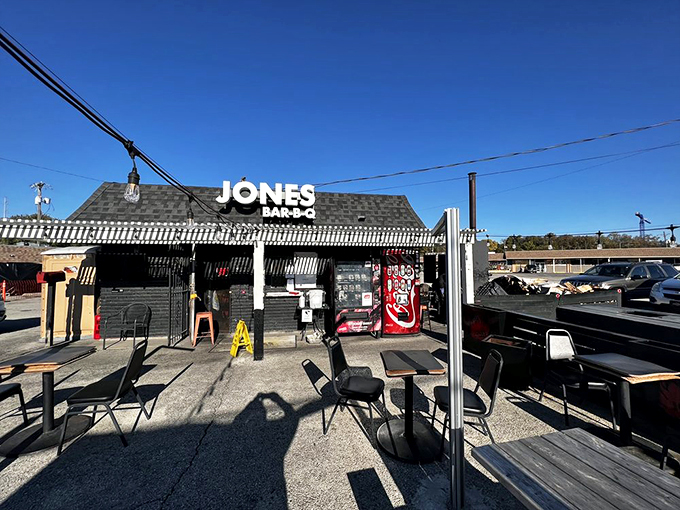 Jones Bar-B-Q's humble exterior belies the flavor explosion waiting inside. Great BBQ doesn't need fancy architecture—just smoke, time, and skill.
