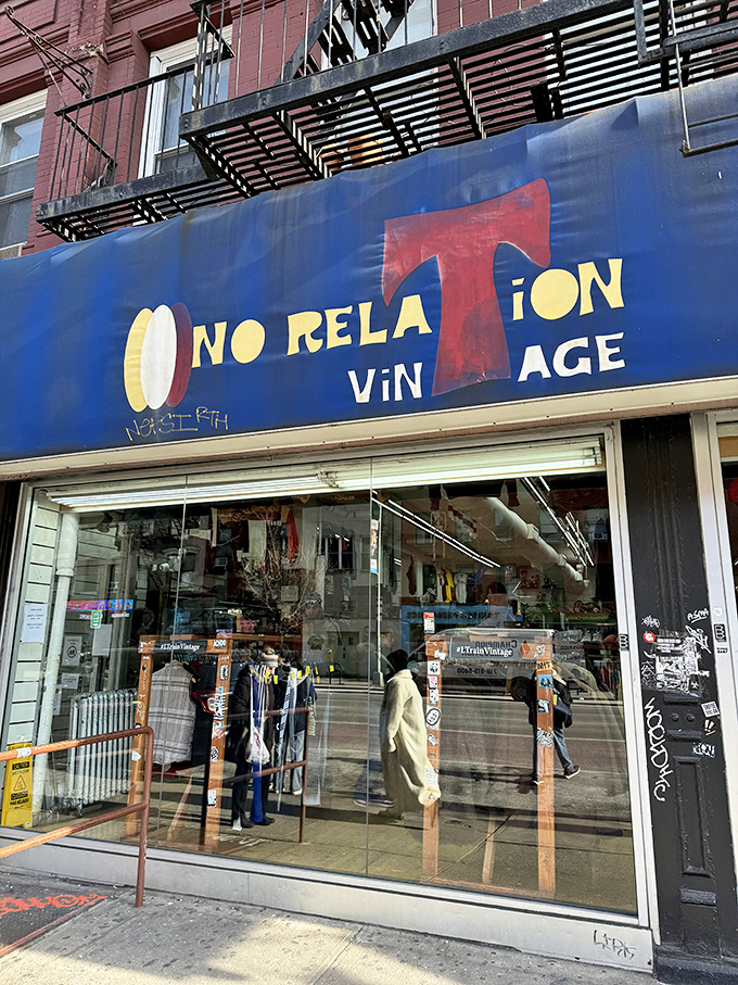L Train Vintage: That bold blue awning with its quirky name promises a shopping experience as colorful as its storefront.