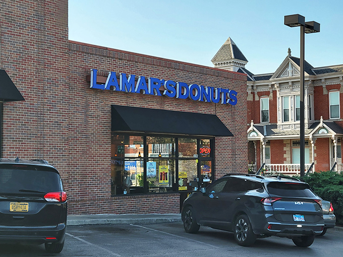 LaMar's brick exterior might be understated, but locals know that blue sign means serious donut business.