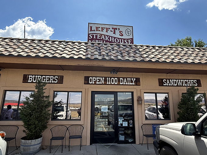 Leff-T's simple exterior focuses on what matters&mdash;what's happening on your plate. That sign promises steak salvation just off the highway.