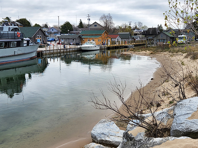 Leland's historic Fishtown: where weathered wood tells stories of simpler times and simpler prices that somehow still exist here.
