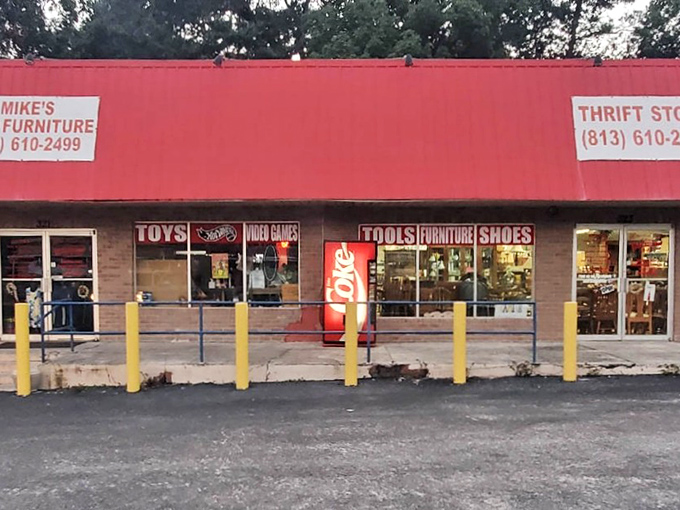 Mike's bold red awning signals serious savings ahead. This no-nonsense thrift store specializes in furniture that's built to last&mdash;just like the store itself!