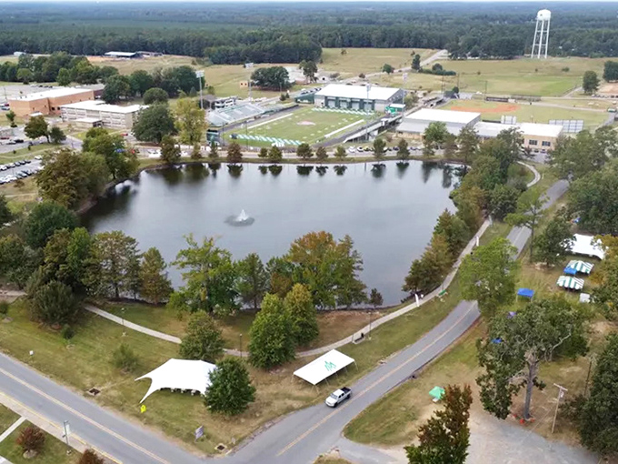 A peaceful pond and small-town campus life reflect Monticello&rsquo;s charm &mdash; calm, classic, and comfortably affordable.