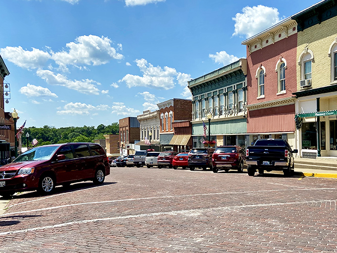Red-brick roads leading to yesterday! Mount Carroll's picture-perfect main street serves up architectural eye candy better than any Instagram filter.