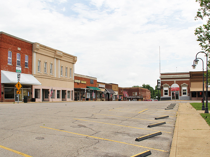 Small town square! Mountain Grove's charming downtown features well-preserved buildings where local businesses have served generations of residents.