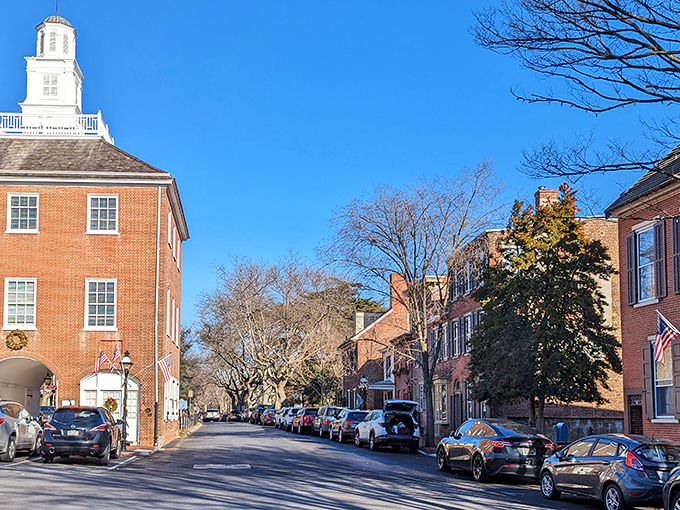 New Castle's colonial courthouse anchors the town square, where democracy and history shake hands daily.