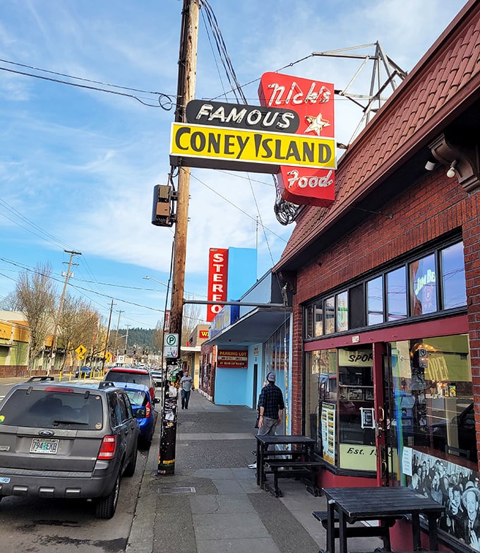 Nick's Famous Coney Island's vintage sign has been guiding hungry Portlanders to hot dog heaven since 1935.