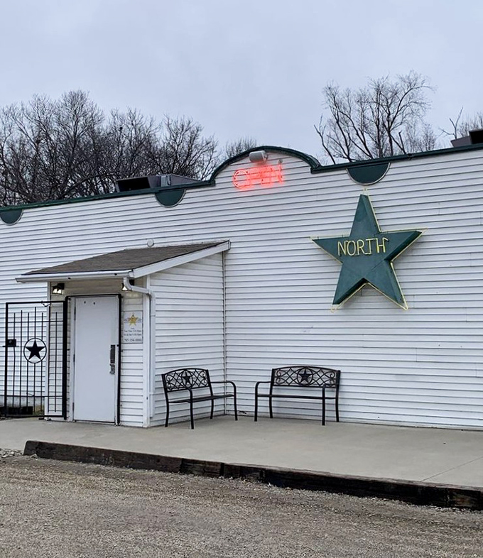 Sometimes the best treasures come in plain packages - that green star guides hungry locals home nightly.