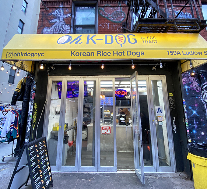 Korean rice hot dogs meet Lower East Side - it's like fusion cuisine had a delicious baby.