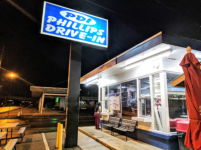 Phillips Drive-In's illuminated sign has guided hungry night owls to hot dog happiness for generations.