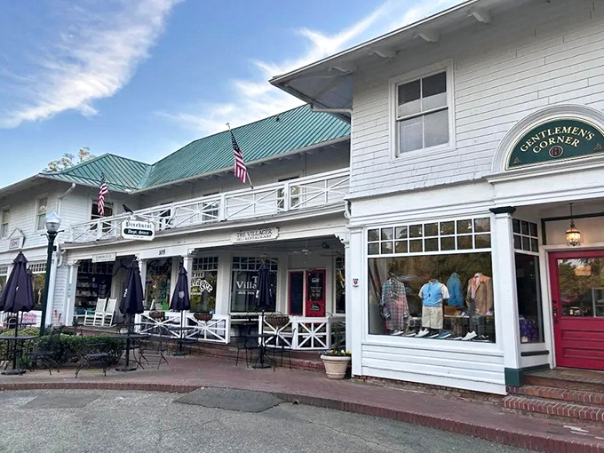 Pinehurst village center embodies New England elegance transplanted to North Carolina pine country - golf clubs optional but appreciated.