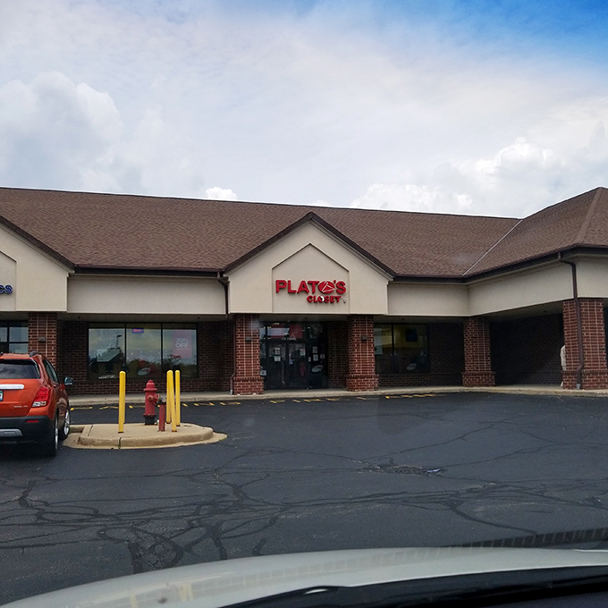 Plato's Closet's unassuming storefront hides a treasure trove of teen fashion waiting to be discovered.