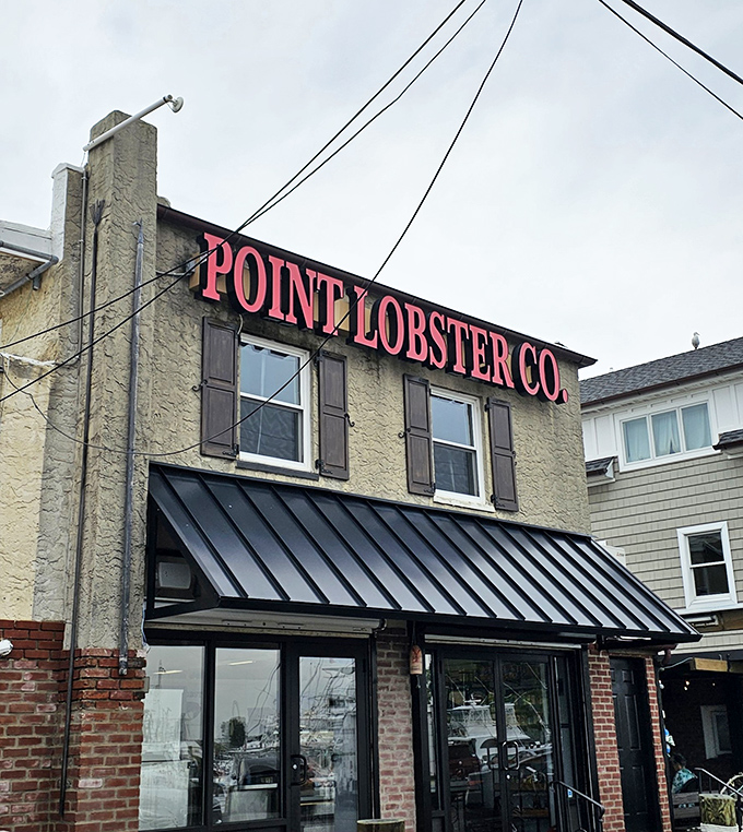 Pink letters, serious seafood! Point Lobster Co's unassuming exterior hides treasures that would make Neptune himself swim up for a taste.
