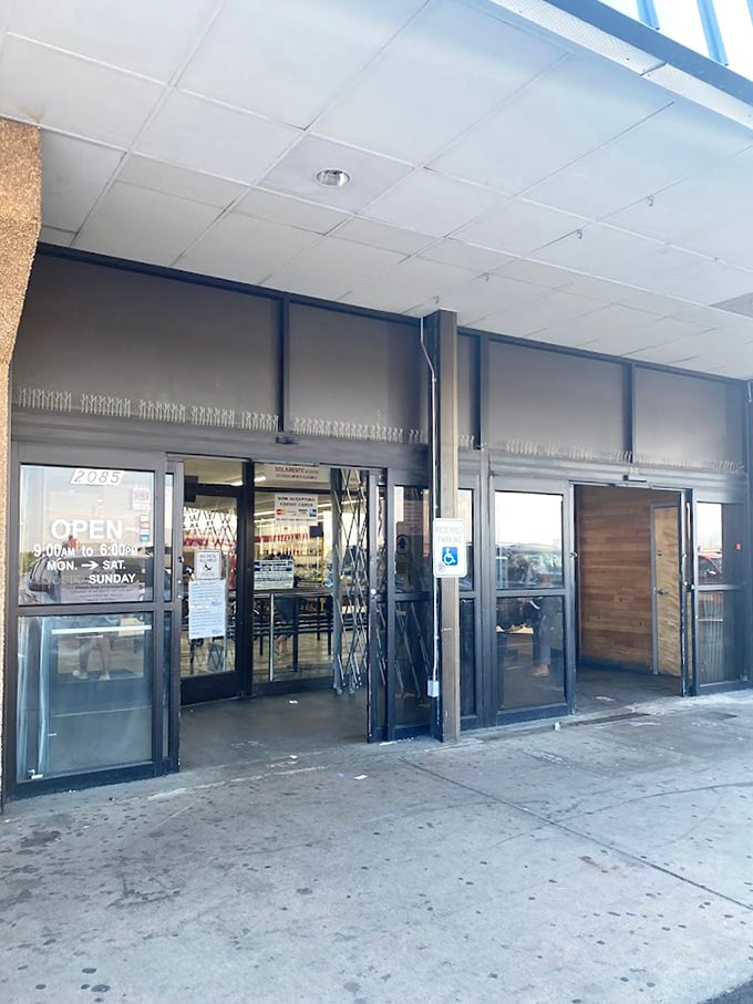 This industrial-chic entrance leads to a wonderland of secondhand treasures waiting for new homes today.