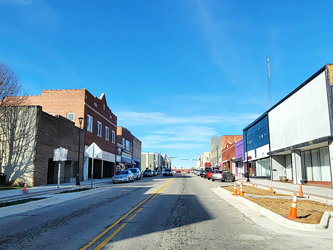 Reidsville's main street stretches toward endless possibilities under Carolina's big blue sky.