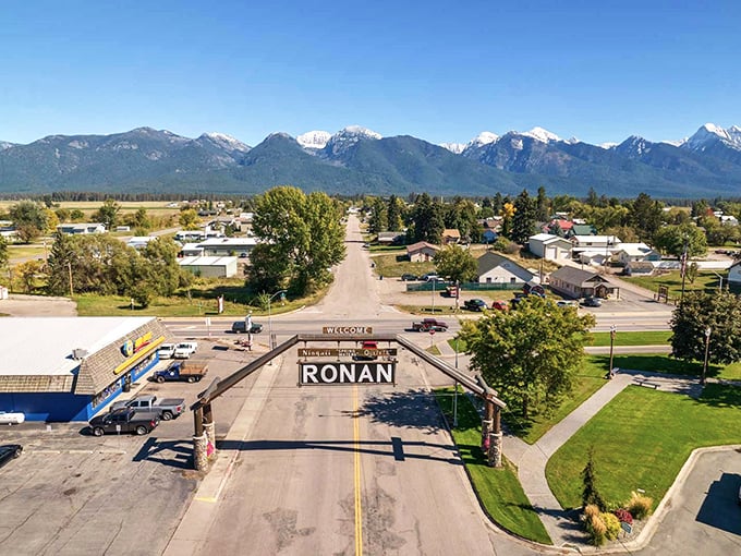 Ronan's welcome arch frames the Mission Mountains, offering a million-dollar view that comes with a surprisingly affordable cost of living.
