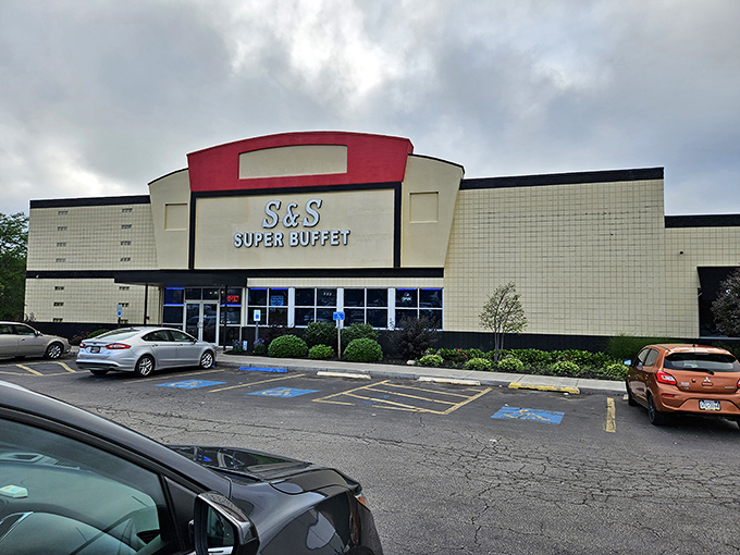 Spacious exterior promising endless choices inside, where hungry families gather for feast-worthy dining adventures.