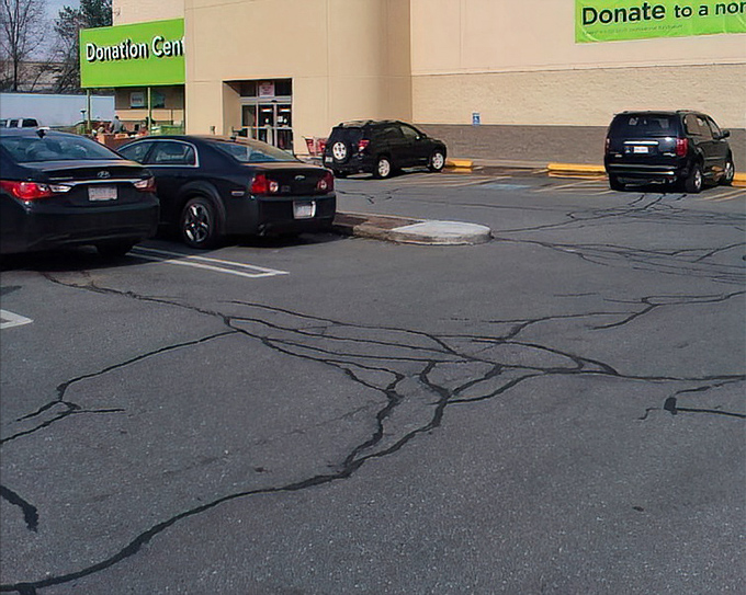 When the parking lot's this busy, you know you've found the motherlode of thrift shopping destinations.