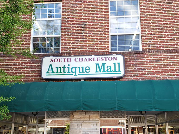 South Charleston Antique Mall's classic brick building and green awning invite you into a multi-level wonderland of vintage finds.