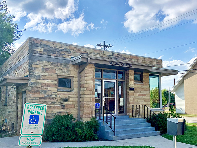 The village offices in Spring Green reflect the area's appreciation for natural materials and architectural character.