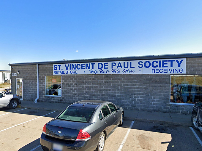 Classic thrift store architecture housing timeless treasures that span generations of generous donations.